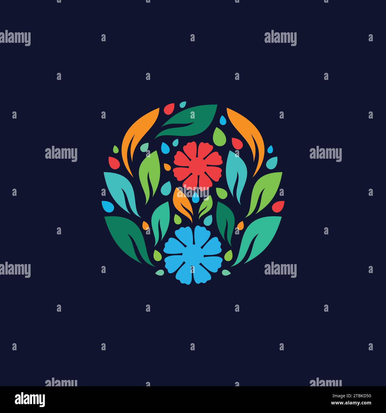 Colorful circle floral pattern logo design template. Vector ...
