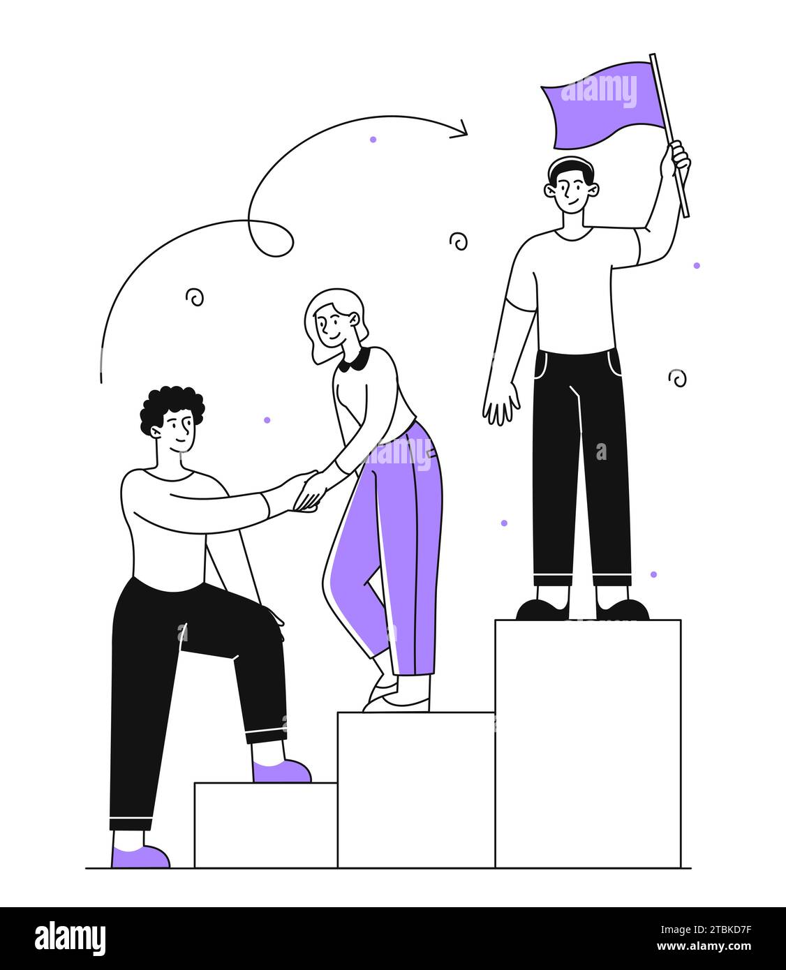 Workers helping each other vector outline Stock Vector Image & Art - Alamy