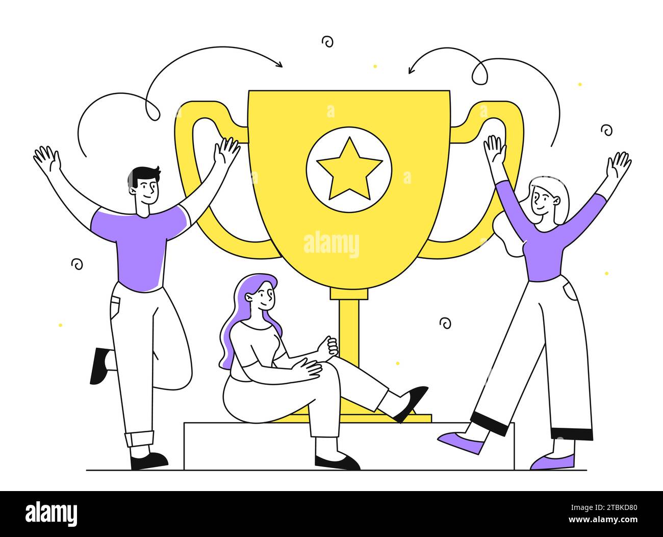 People with victory cup outline vector concept Stock Vector Image & Art ...