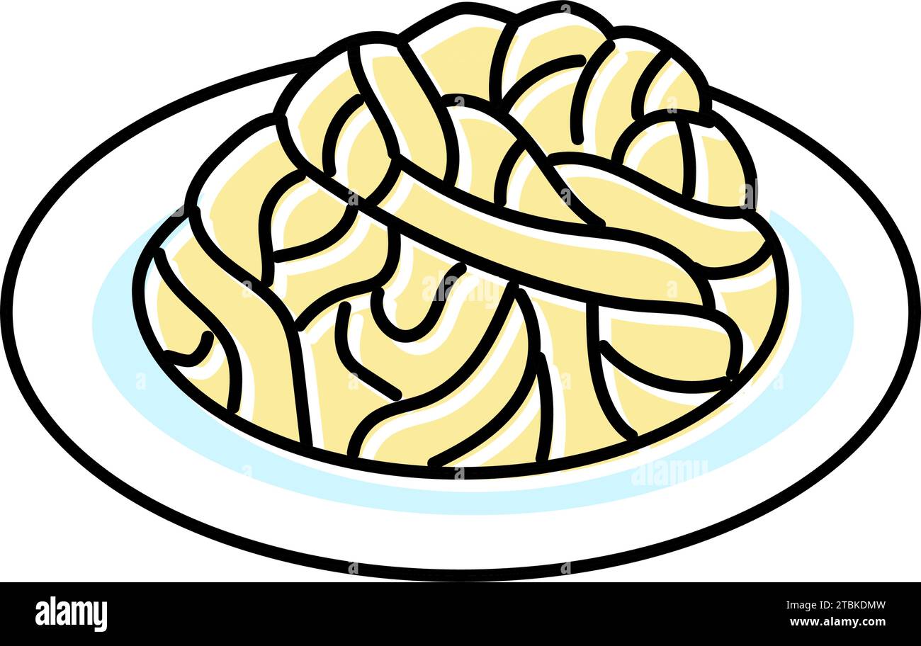 fettuccine alfredo italian cuisine color icon vector illustration Stock ...
