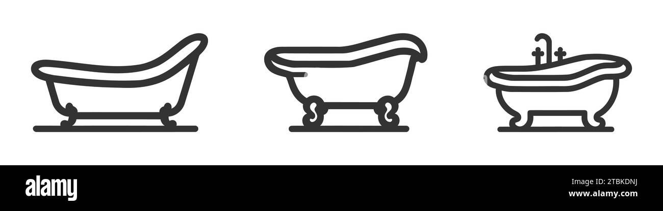 Bathtub icon set, collection, pack isolated on white background Stock ...