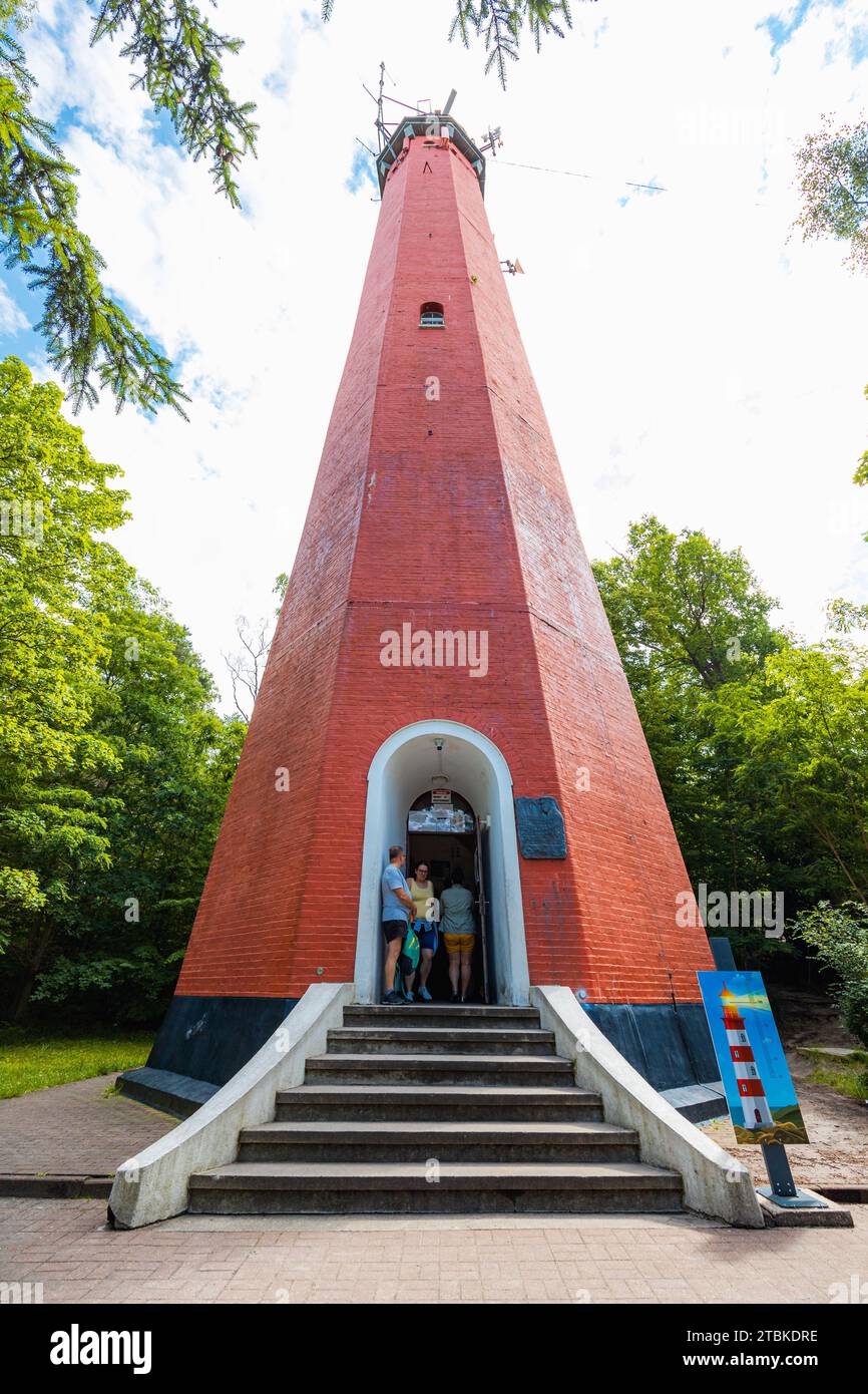 Hel, Poland - July 20 2023: Beautiful high red brick lighthouse with ...