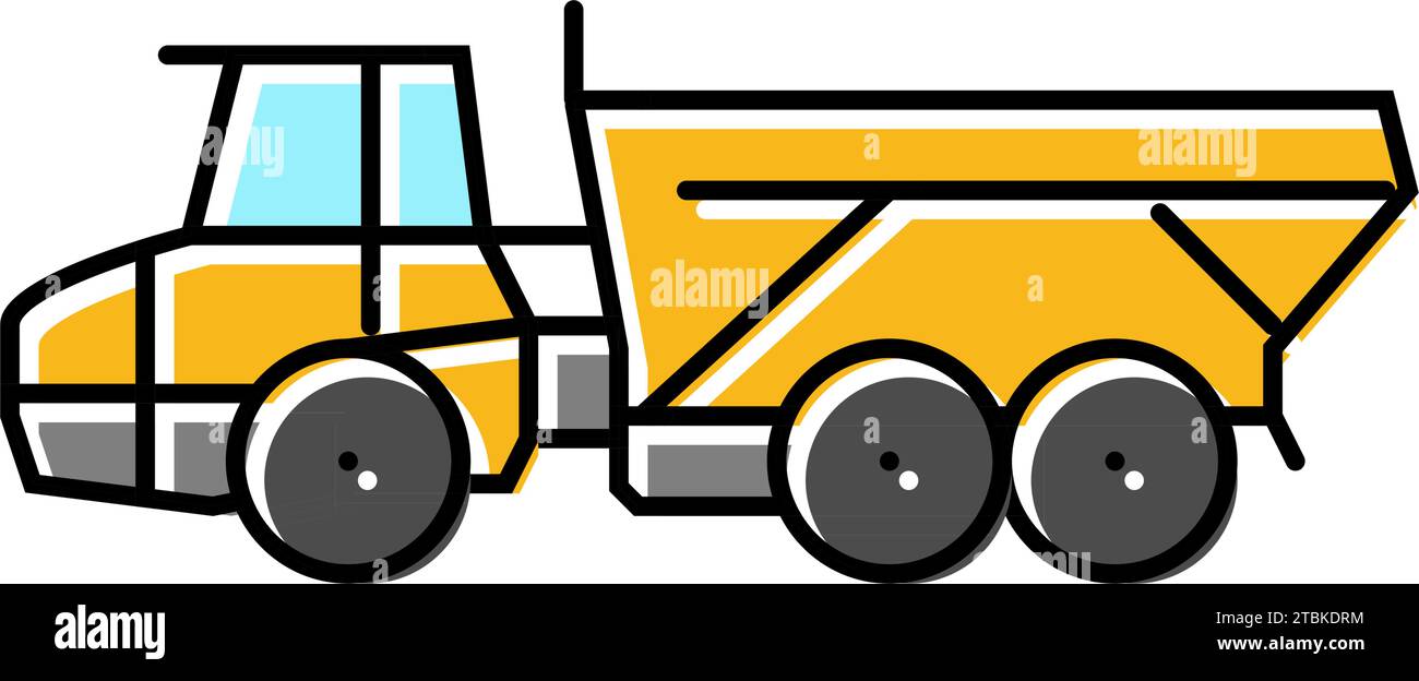 articulated hauler construction vehicle color icon vector illustration ...