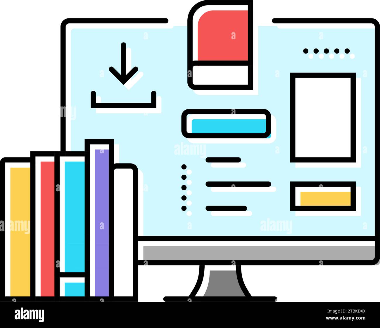 study materials online learning platform color icon vector illustration ...