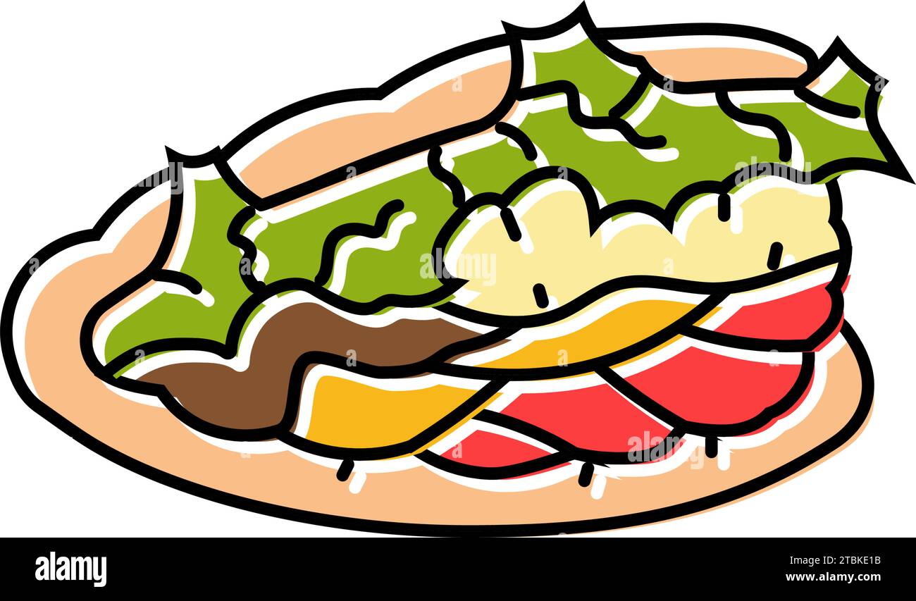 doner kebab turkish cuisine color icon vector illustration Stock Vector ...