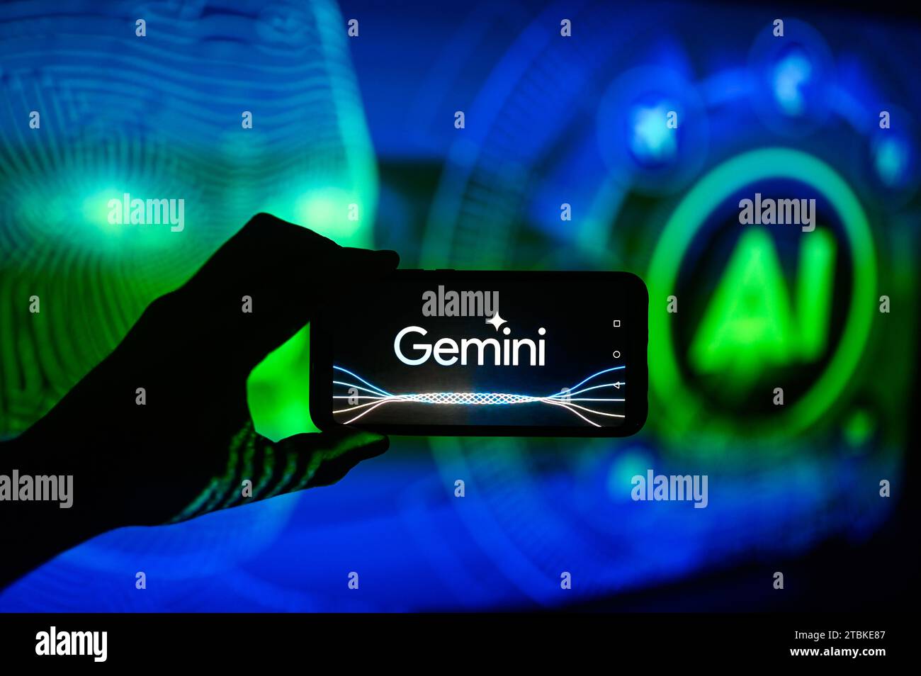 In this photo illustration a Gemini logo is displayed on a smartphone ...