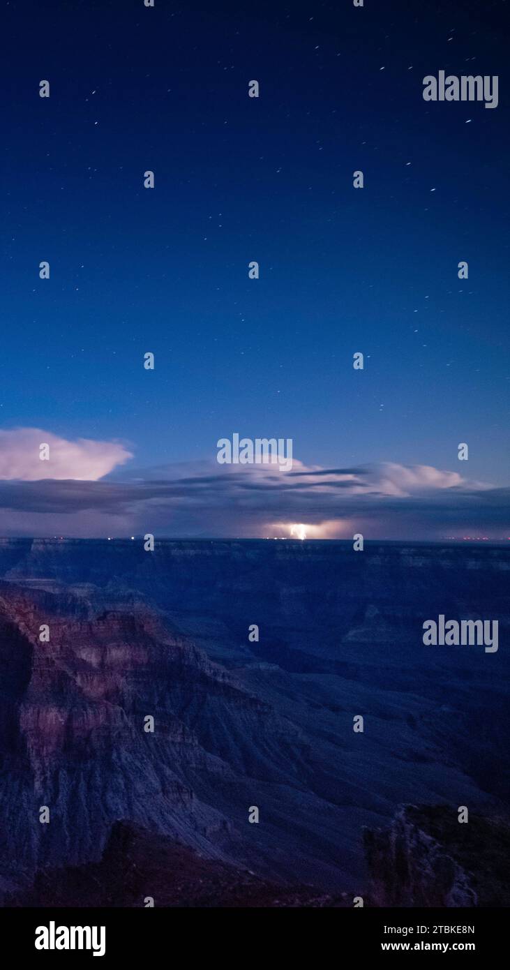 Night photograph of the spectacular Grand Canyon, taken from remote ...