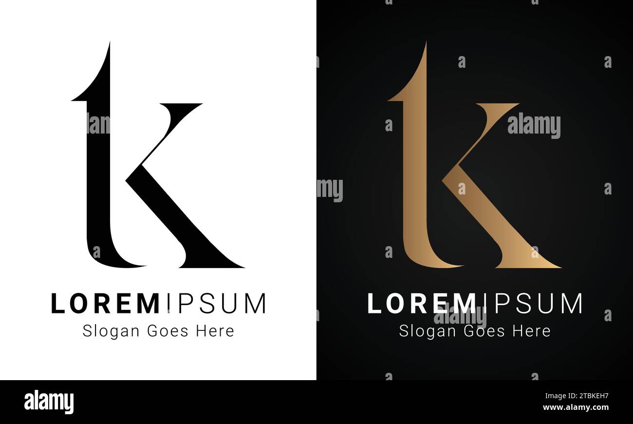 Luxury Initial TK or KT Monogram Text Letter Logo Design Stock Vector ...
