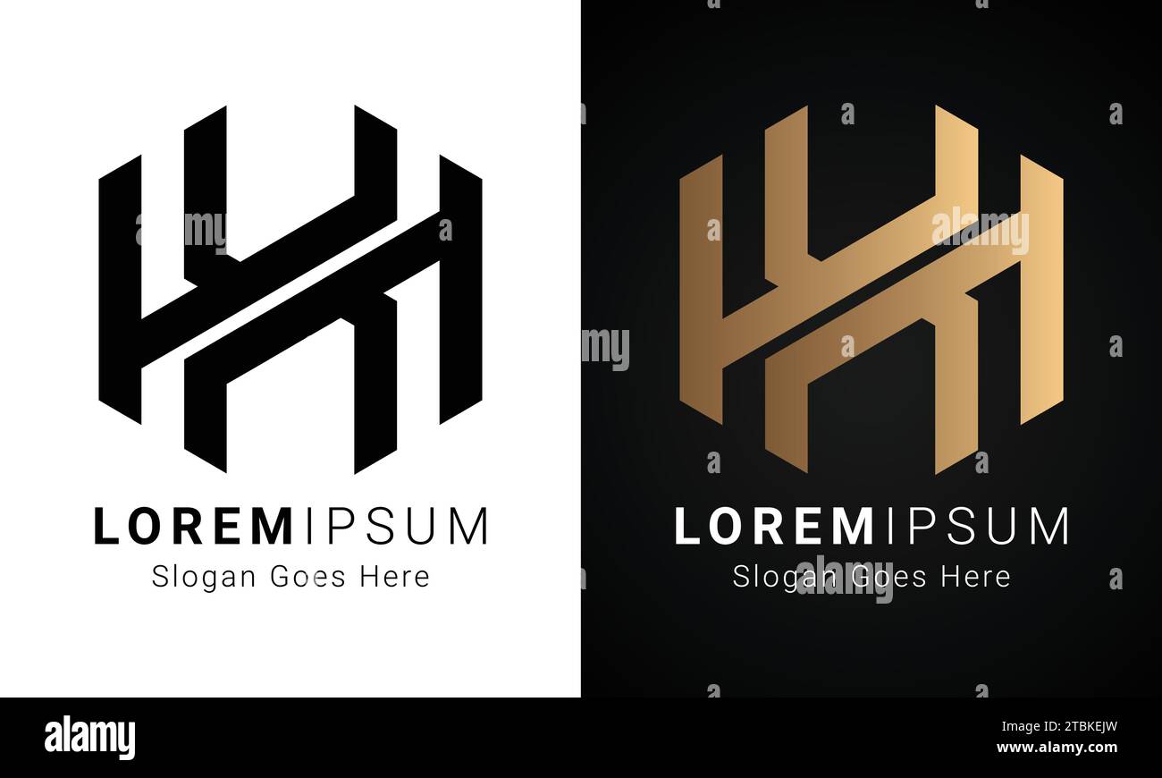 Luxury Initial XH or HX Monogram Text Letter Logo Design Stock Vector ...