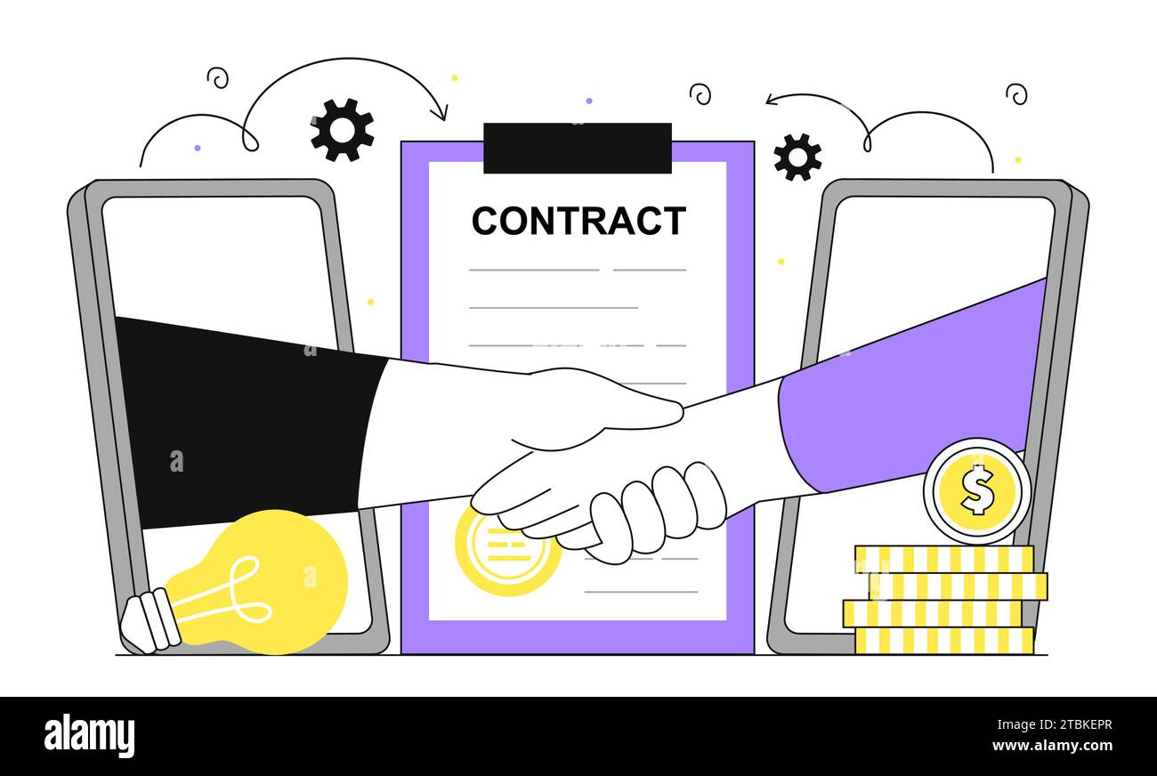 Online contract vector outline concept Stock Vector Image & Art - Alamy