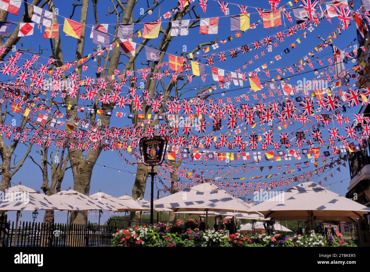 Greenwich: Colourful union jacks, flags and bunting for coronation of ...
