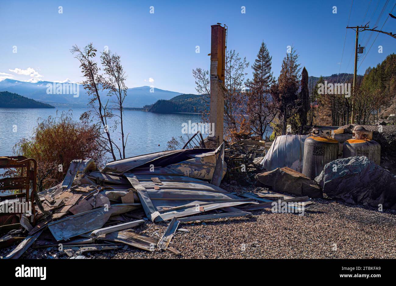 Photo of a fireplace and what is left of a home burned in the Bush ...