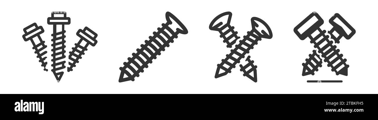 Screw icon set, pack, collection isolated on white background Stock ...