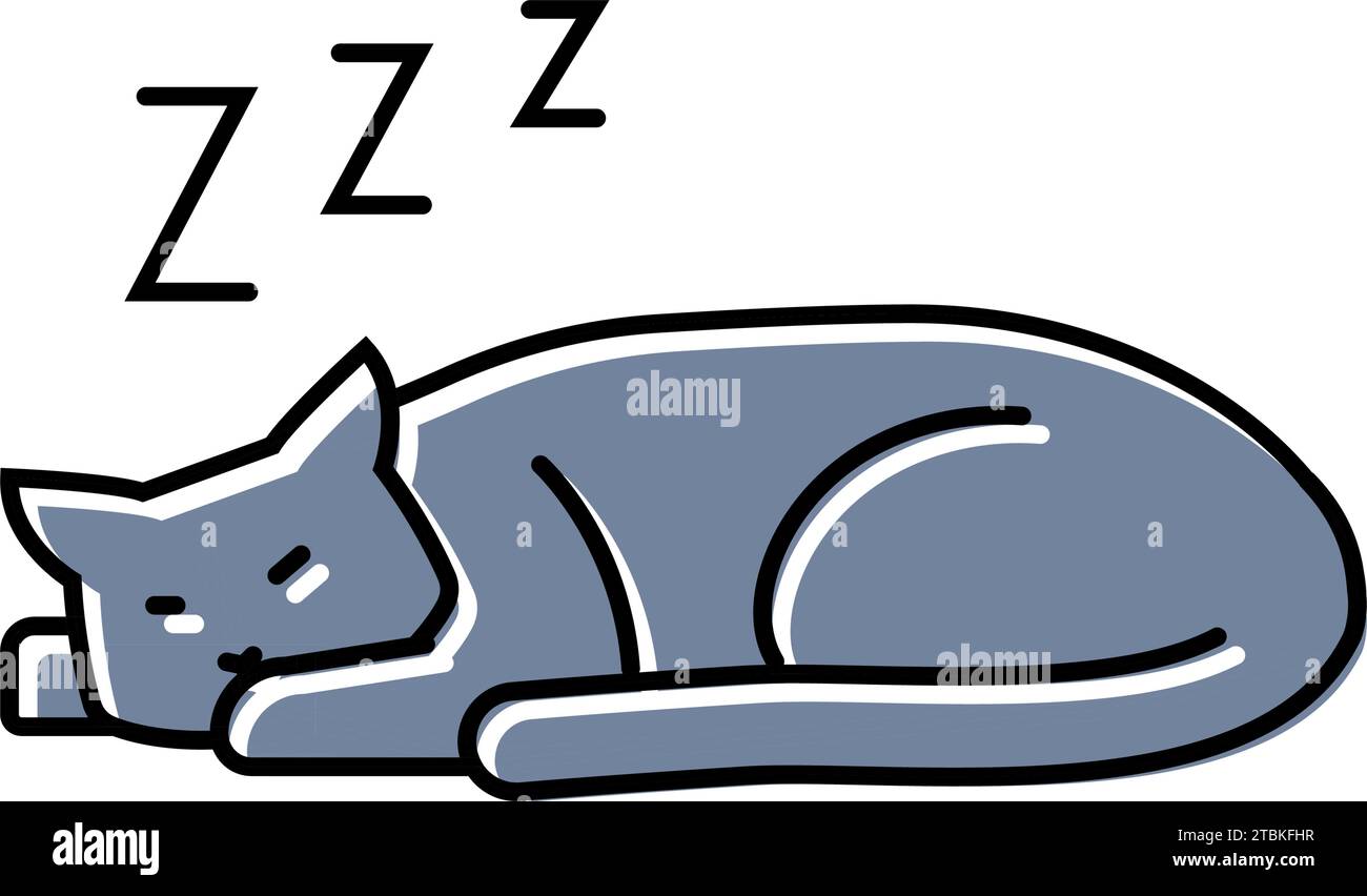 slumbering cat sleep night color icon vector illustration Stock Vector ...