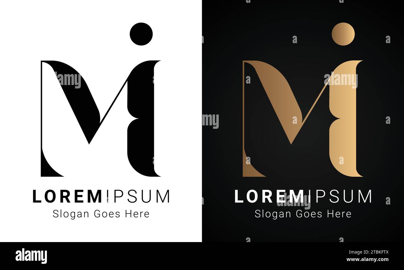 Luxury Initial MI or IM Monogram Text Letter Logo Design Stock Vector ...