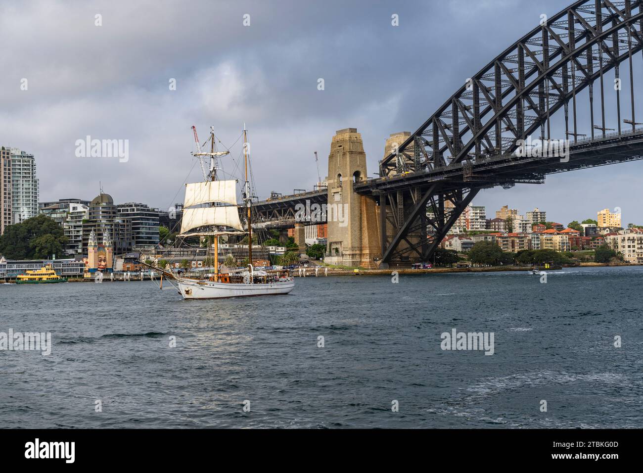 Tall ships under Sydney Harbor Bridge in Australia Stock Photo - Alamy