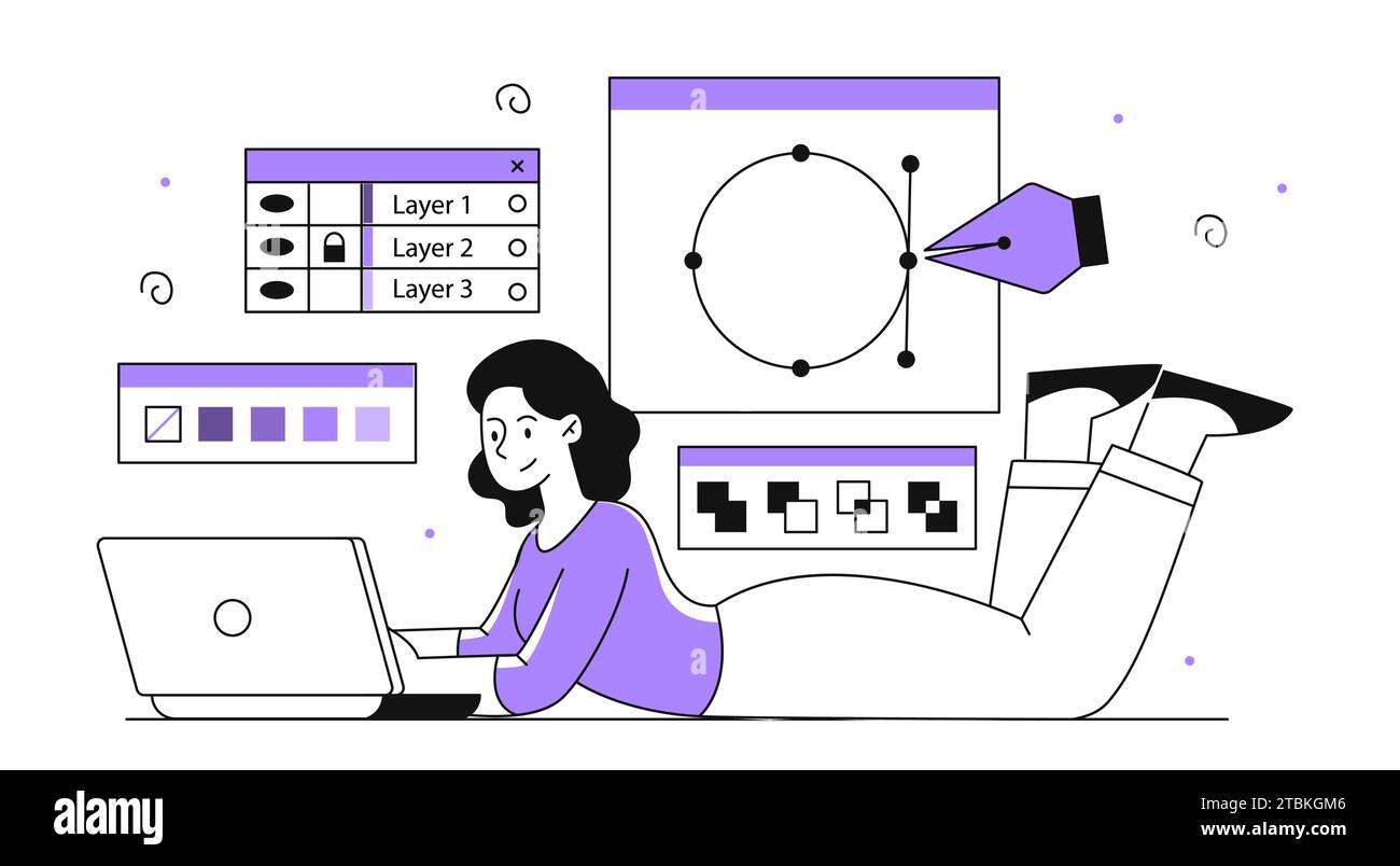 Graphic designer outline vector concept Stock Vector Image & Art - Alamy