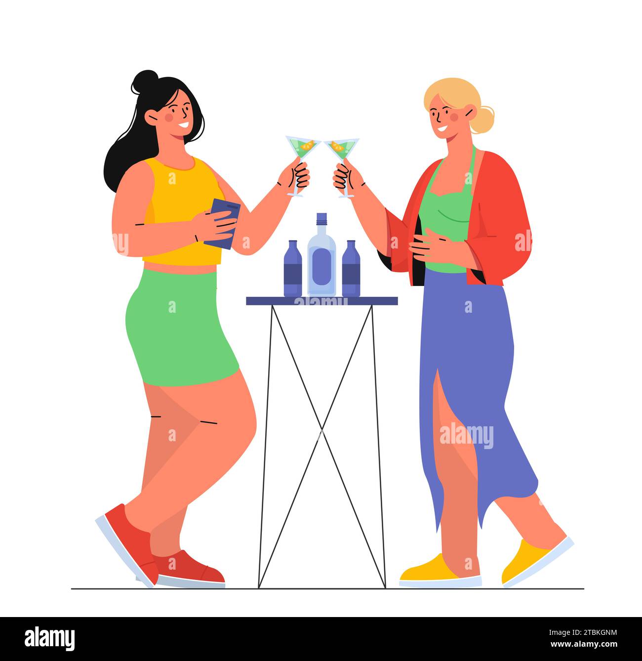 Female friends vector scene Stock Vector Image & Art - Alamy