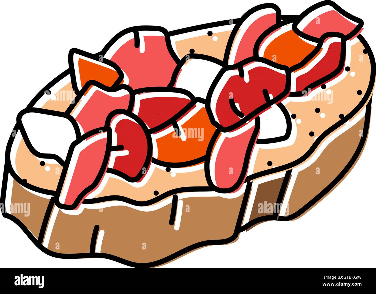bruschetta appetizer italian cuisine color icon vector illustration ...