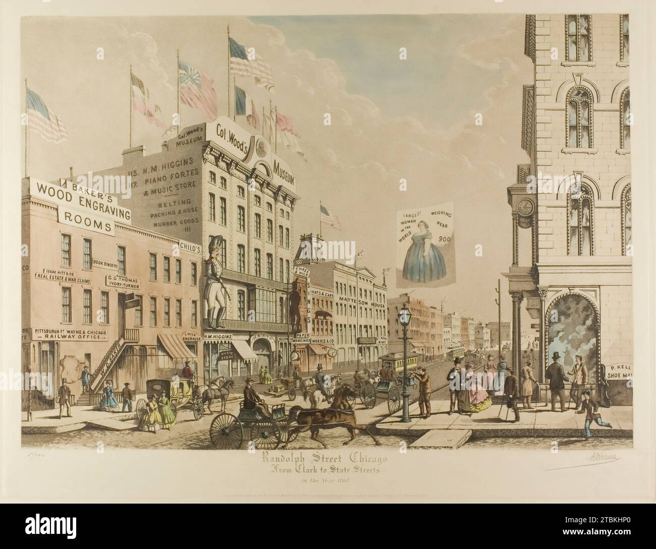 Randolph Street, Chicago, from Clark to State Streets in the Year 1865 ...