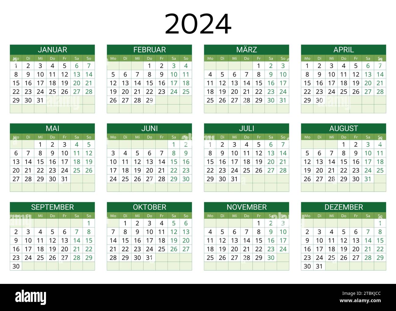 2024 german calendar Cut Out Stock Images & Pictures - Alamy