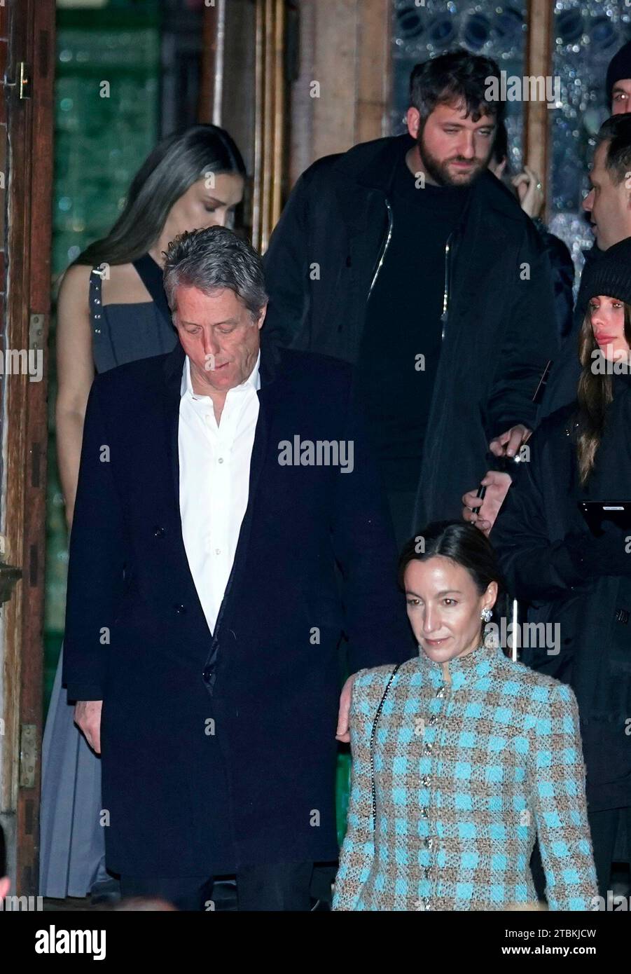 Hugh Grant and his wife Anna Elisabet Eberstein leave the Chanel ...