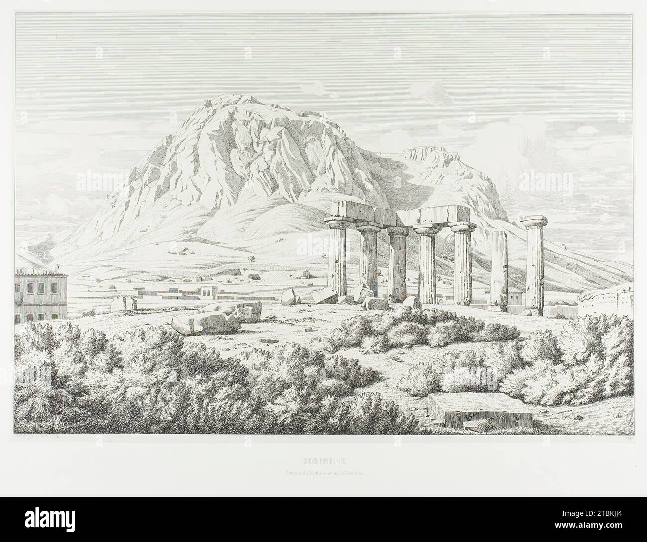 Corinth: Temple of Neptune and the Acrocorinth, 1846 Stock Photo - Alamy