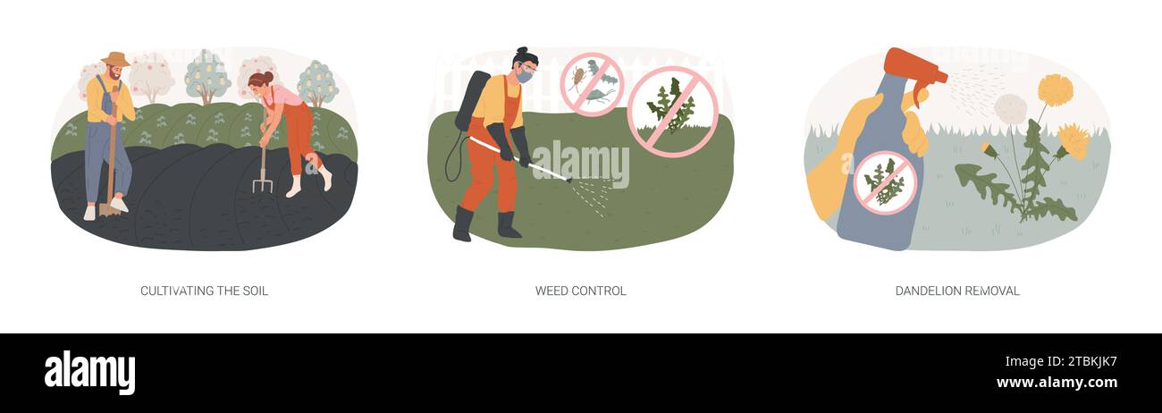Garden protection isolated concept vector illustration set. Cultivating ...