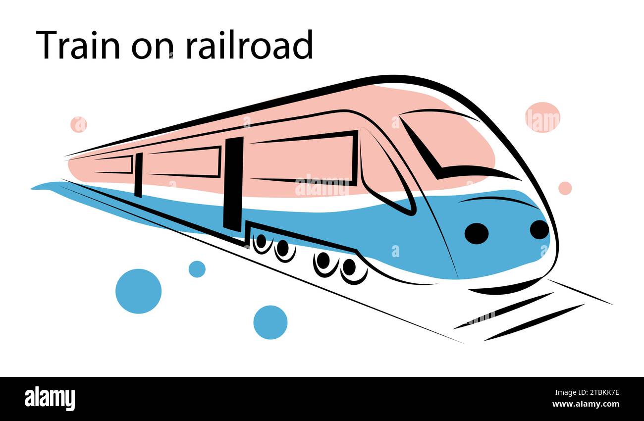 Train on the railway. Vector illustration in doodle style Stock Vector ...