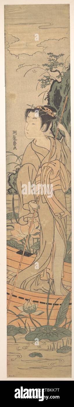 Young Woman Poling Herself in a Boat among Pond Lilies 1929 by Isoda ...