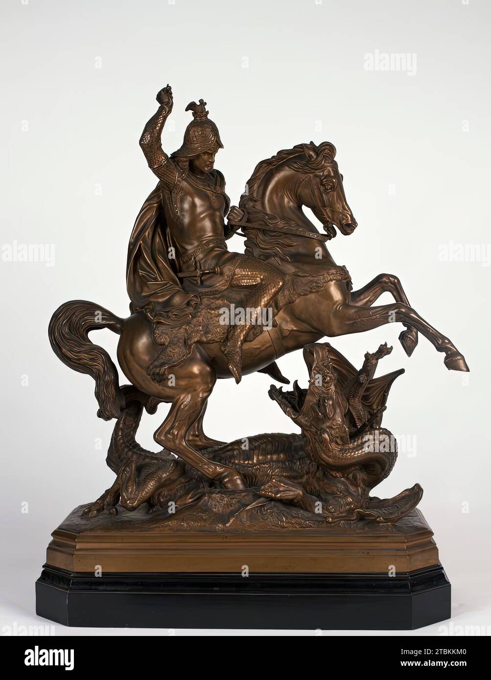 Equestrian statuette of Saint George killing the dragon, 1853 Stock ...