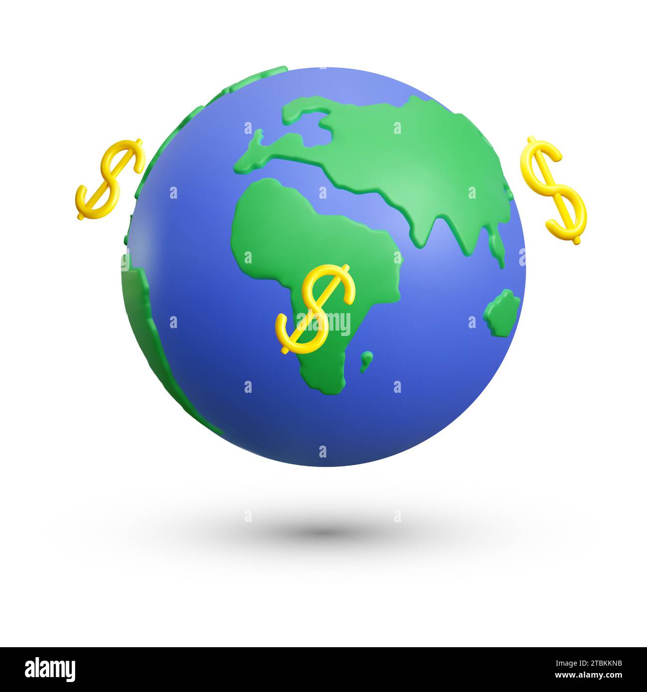 Realistic 3d planet Earth with dollars sign on white background. Vector ...