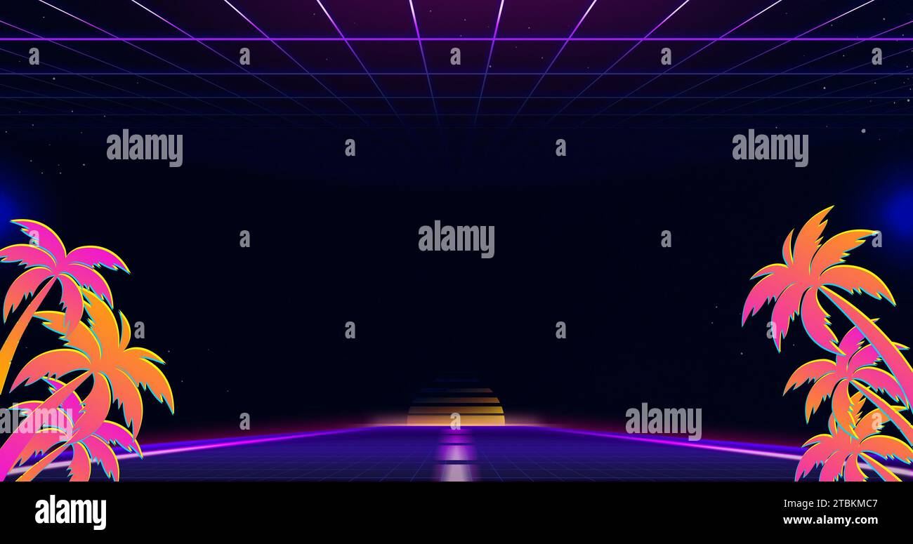 Retro 80s sci-fi futuristic style background. Vector retro futuristic synth wave illustration in ...
