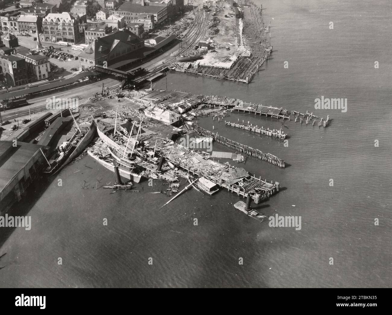 Aerial view of damage done by flood and Hurricane - New London ...