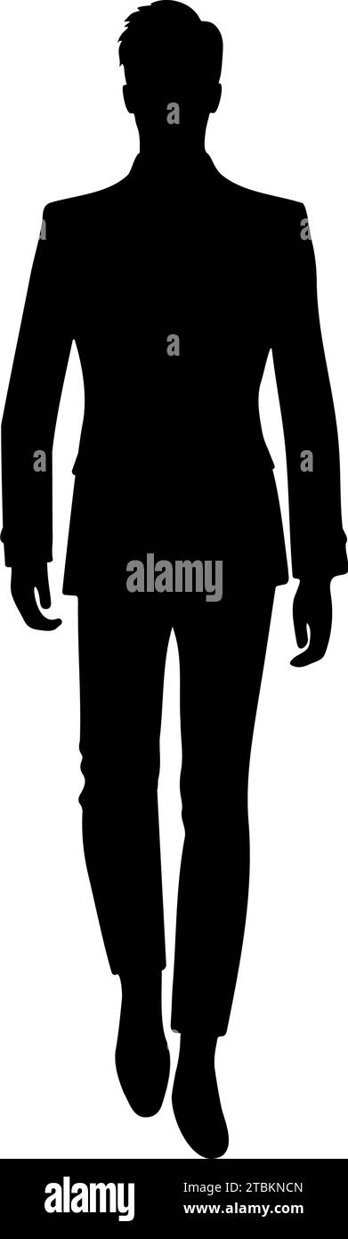 Man walking on a catwalk silhouette. Front view. Vector illustration ...