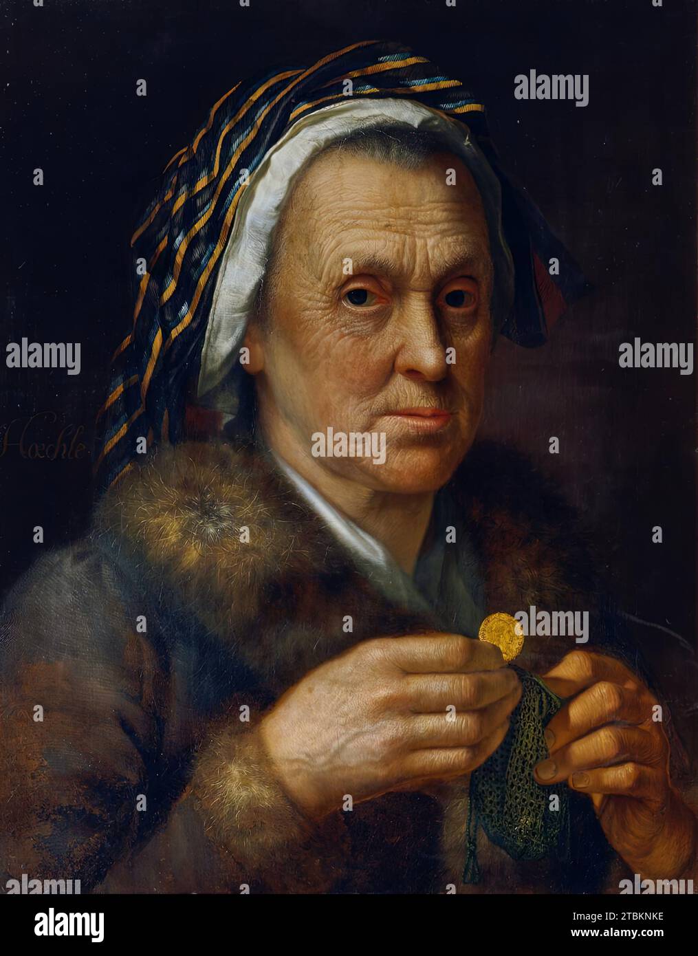 Old woman with a ducat, before 1820 Stock Photo - Alamy