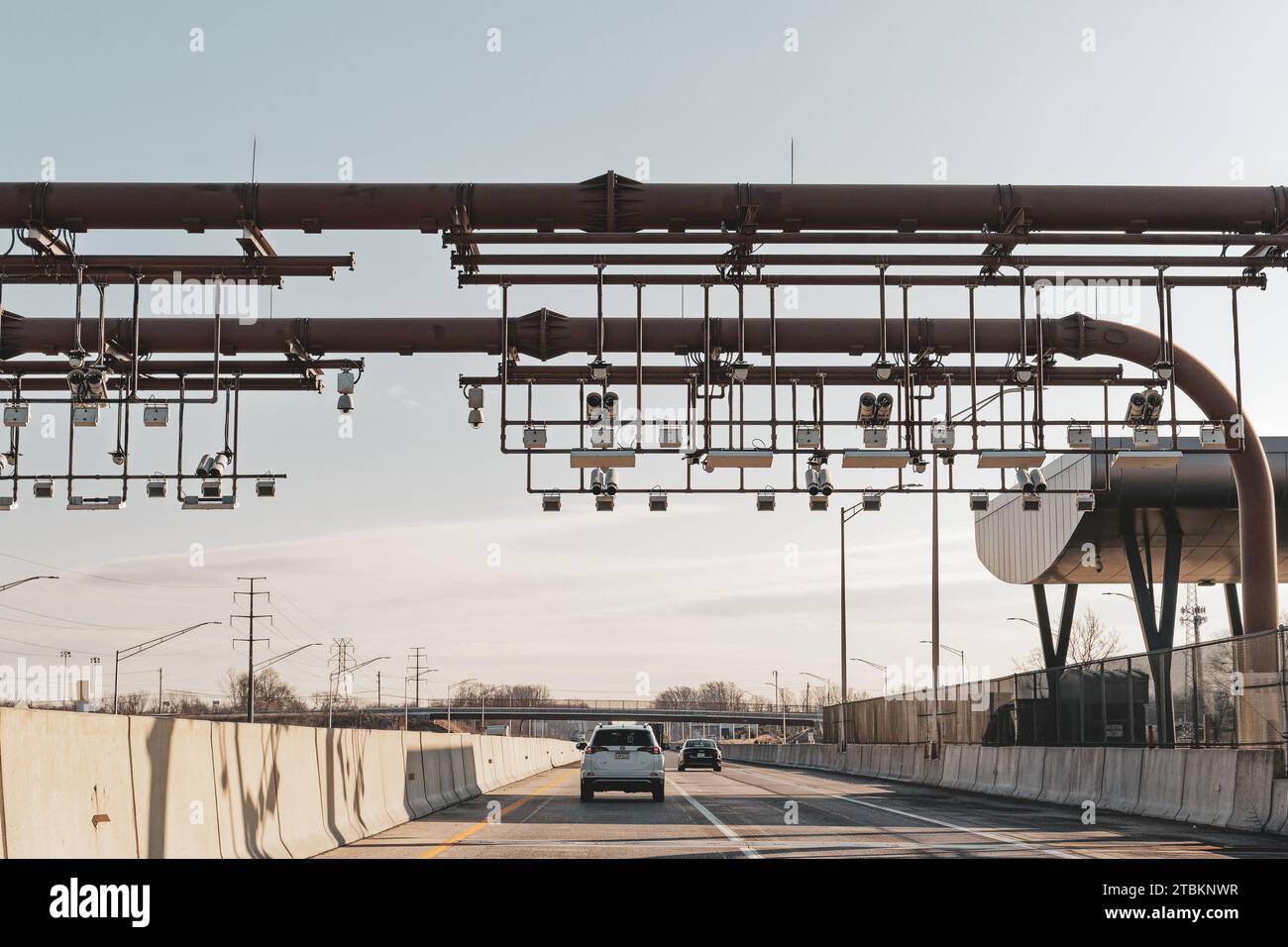 Bensalem, PA - Jan 27, 2023: E-Z Pass express lane equipment over the ...