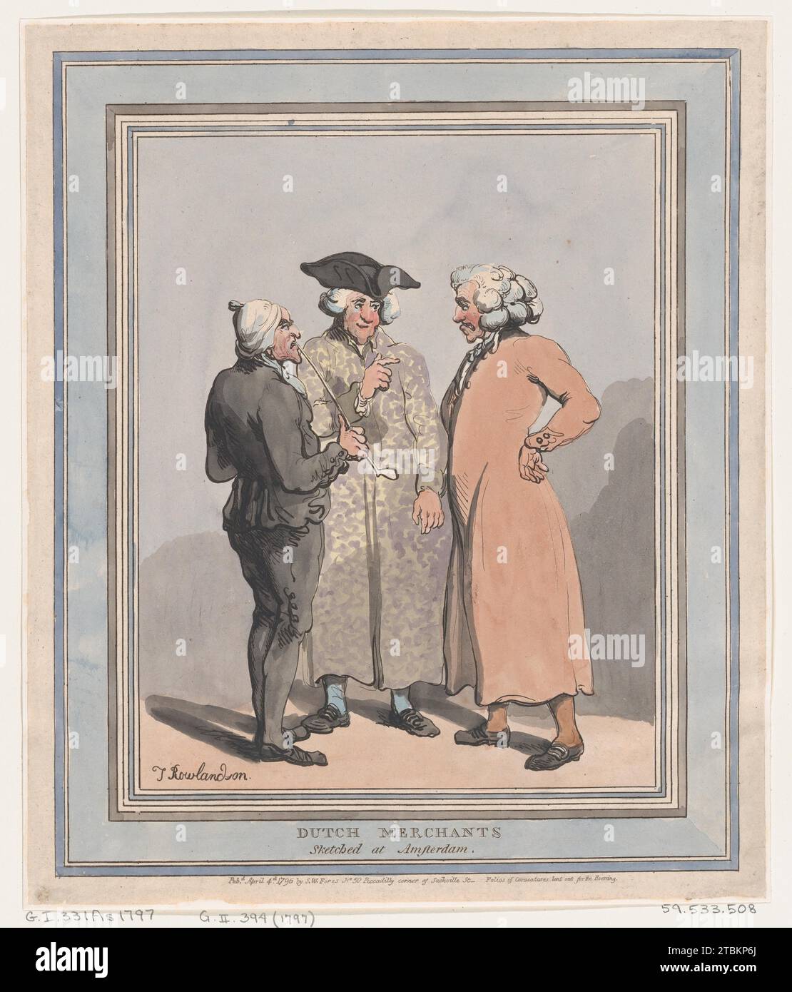 Dutch Merchants Sketched at Amsterdam 1959 by S. W. Fores Stock Photo ...