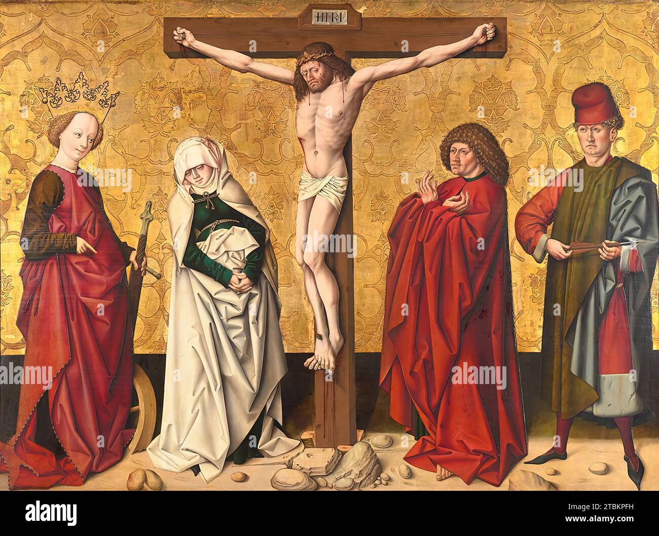 Christ on the cross with saints, 1475/80. Central event of the Passion ...