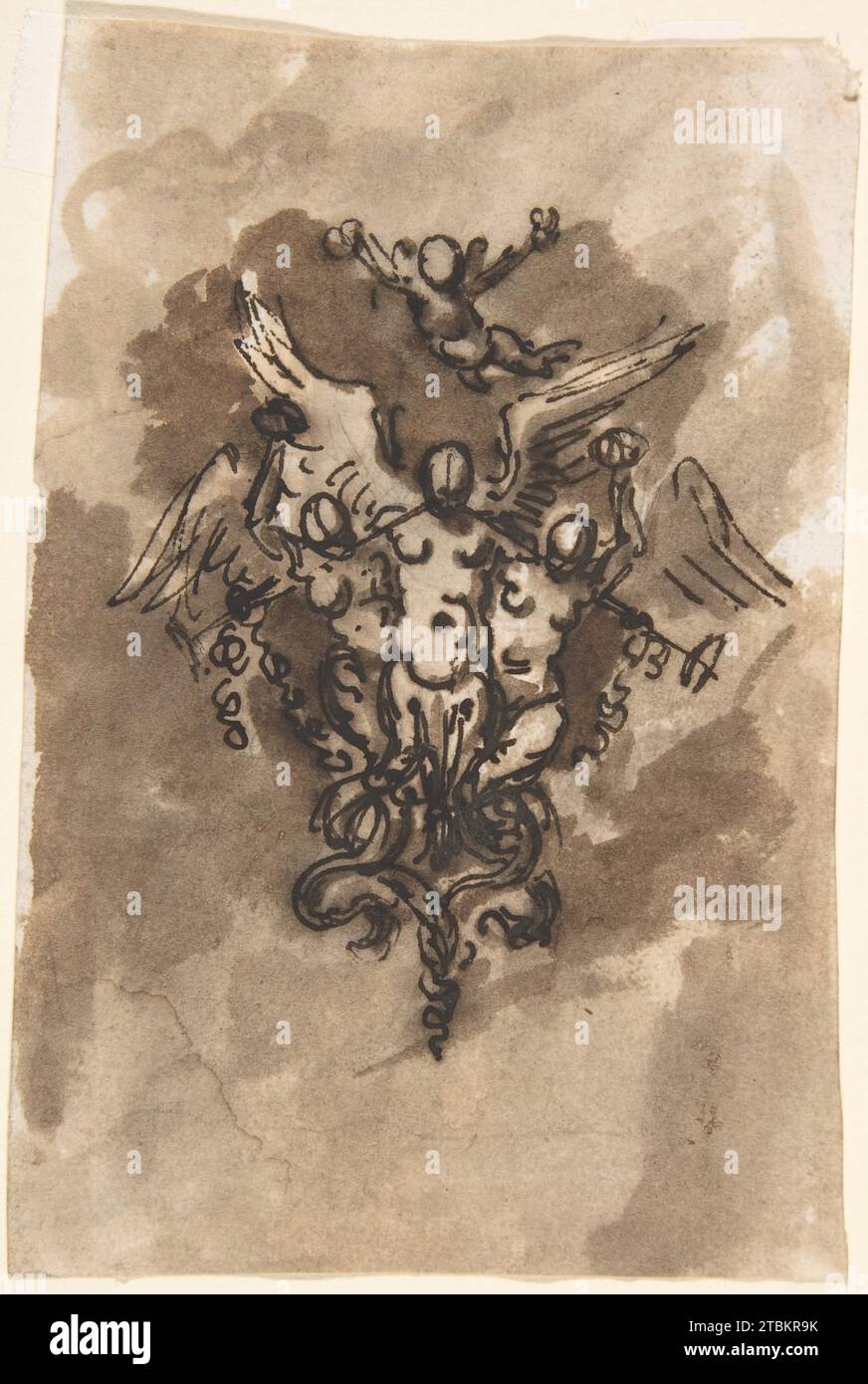 Drawing for a Vignette of Fame (recto); Cropped Drawing of Horse's Leg ...