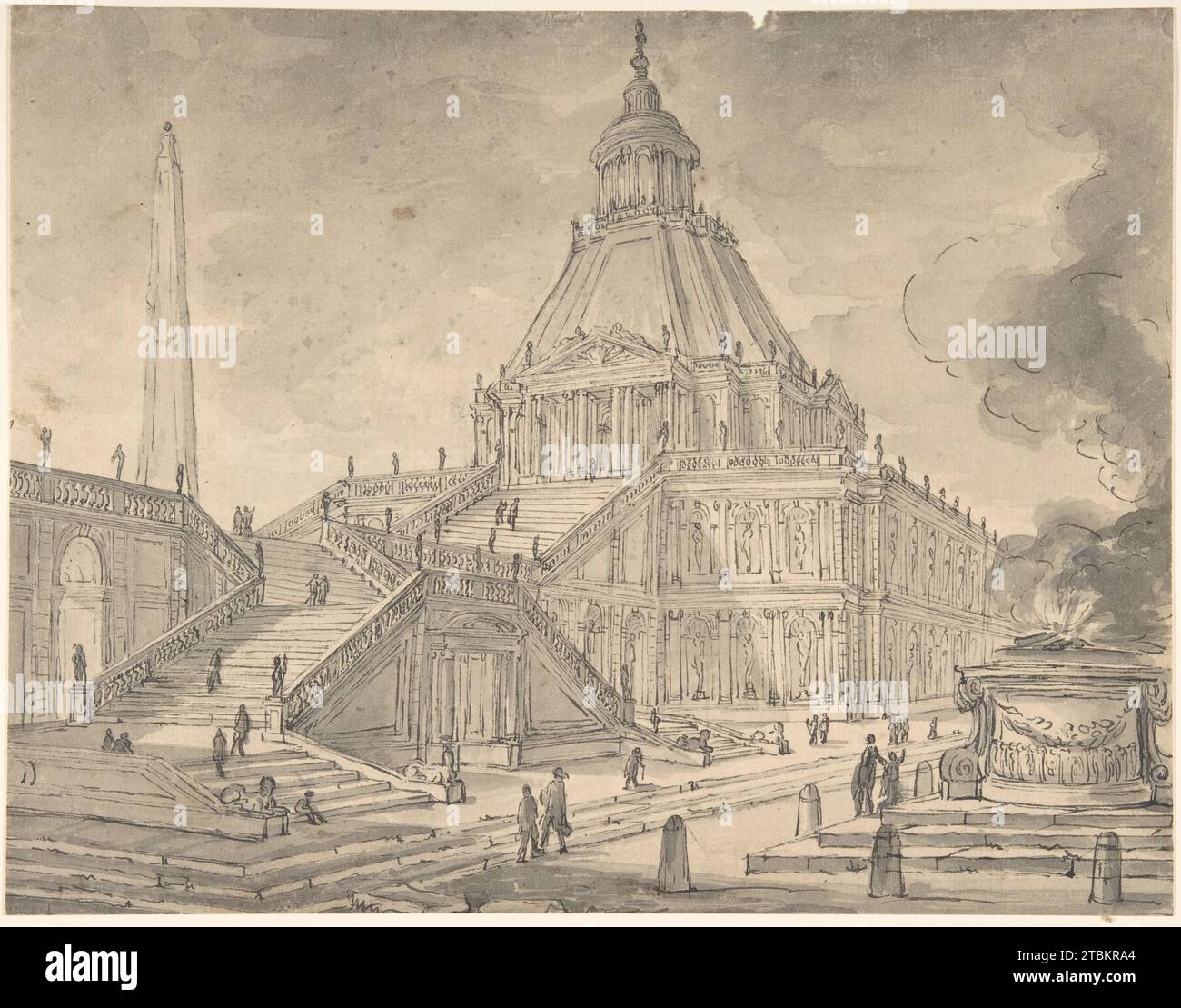 Architectural Fantasy: Temple-like Building with Colonnades, a ...