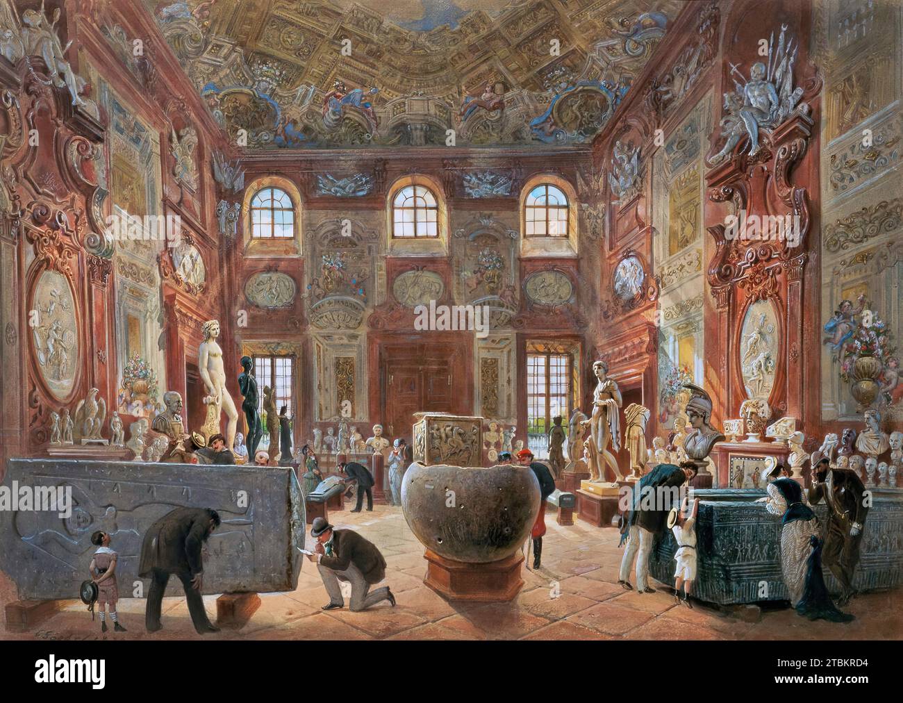 The large marble hall of the Lower Belvedere with the sculptures from ...