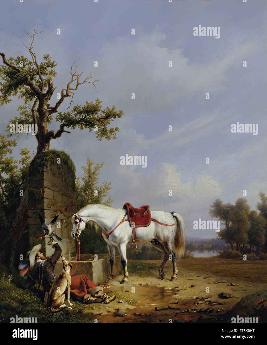 Rider with horse, 1848 Stock Photo - Alamy