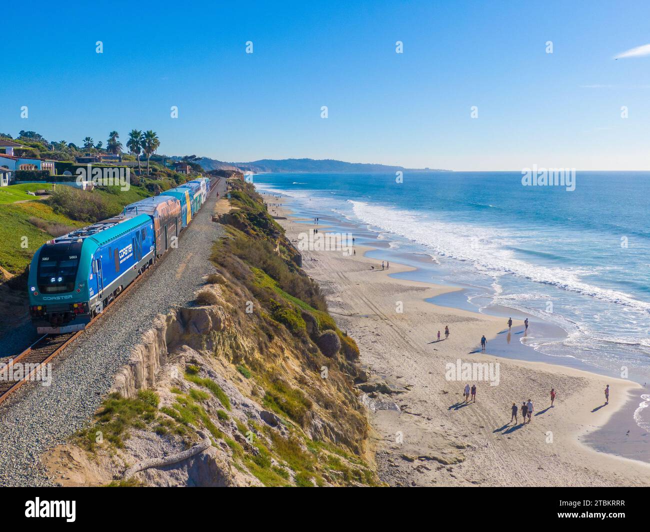 Drone Photo of Passenger Trains in Oceanside and Del Mar California ...