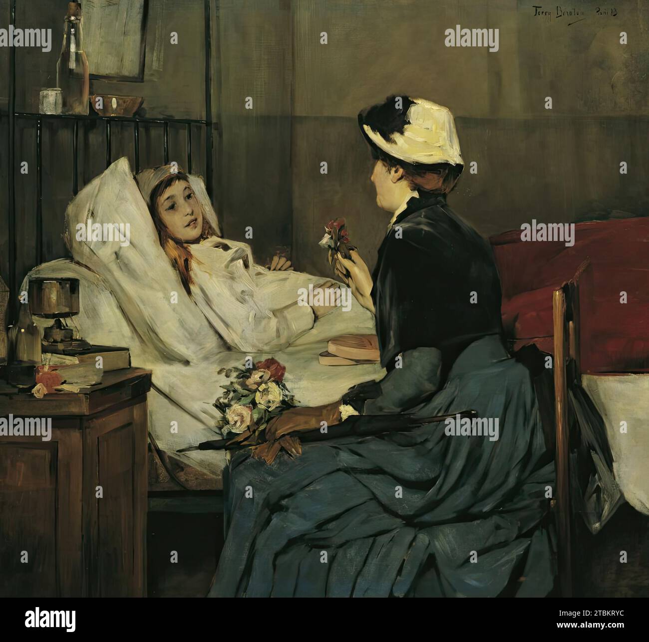 The bedside visit, 1883 Stock Photo - Alamy