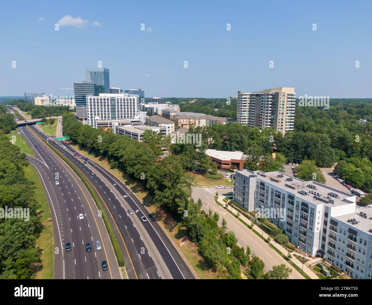 stock drone images of north hills in raleigh north carolina on a bright ...