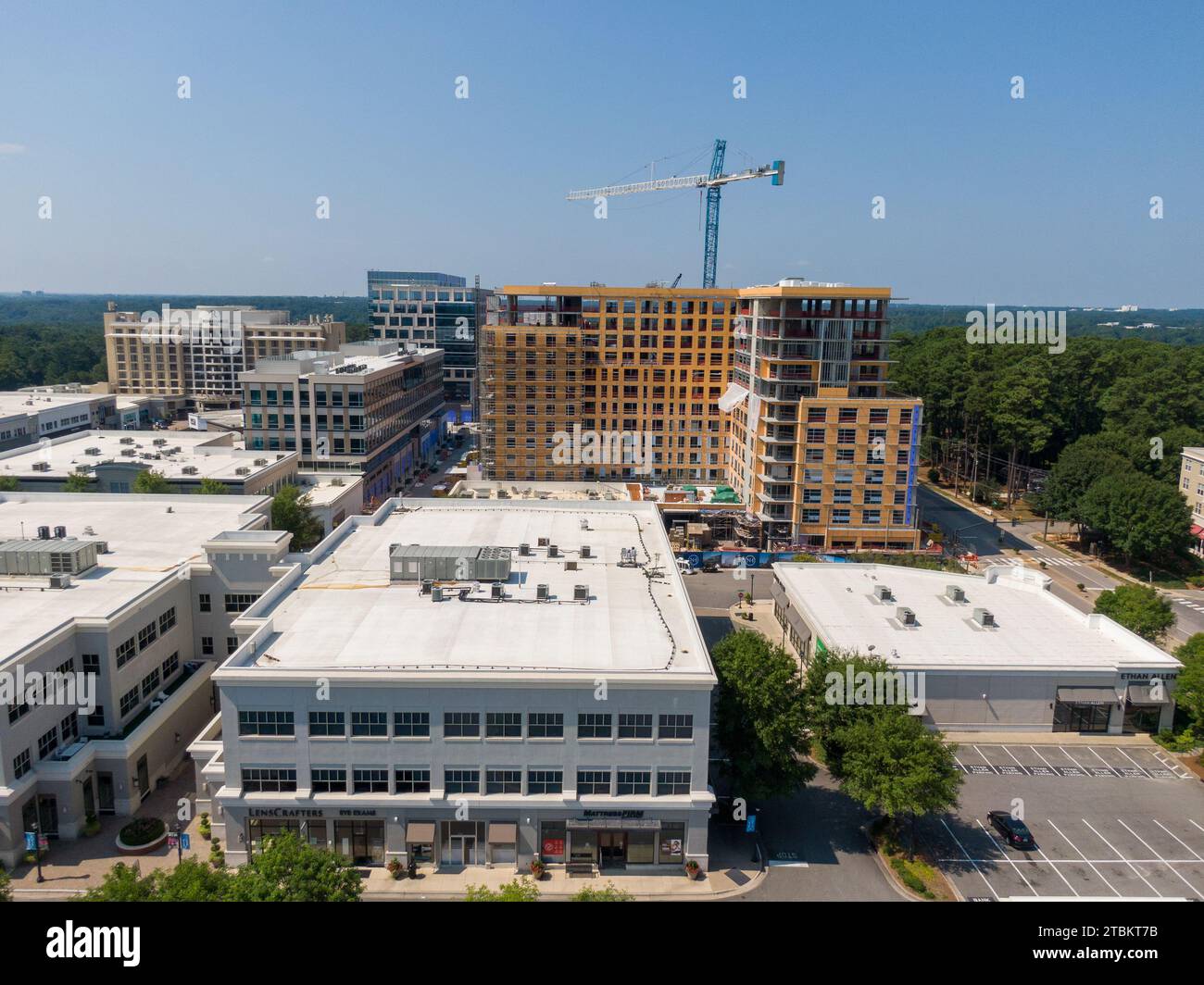 stock drone images of north hills in raleigh north carolina on a bright ...