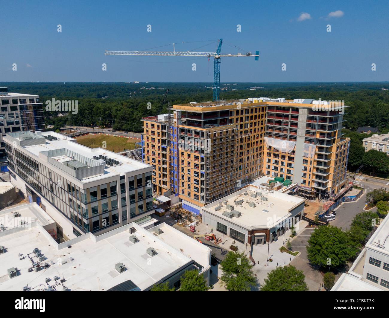 stock drone images of north hills in raleigh north carolina on a bright ...
