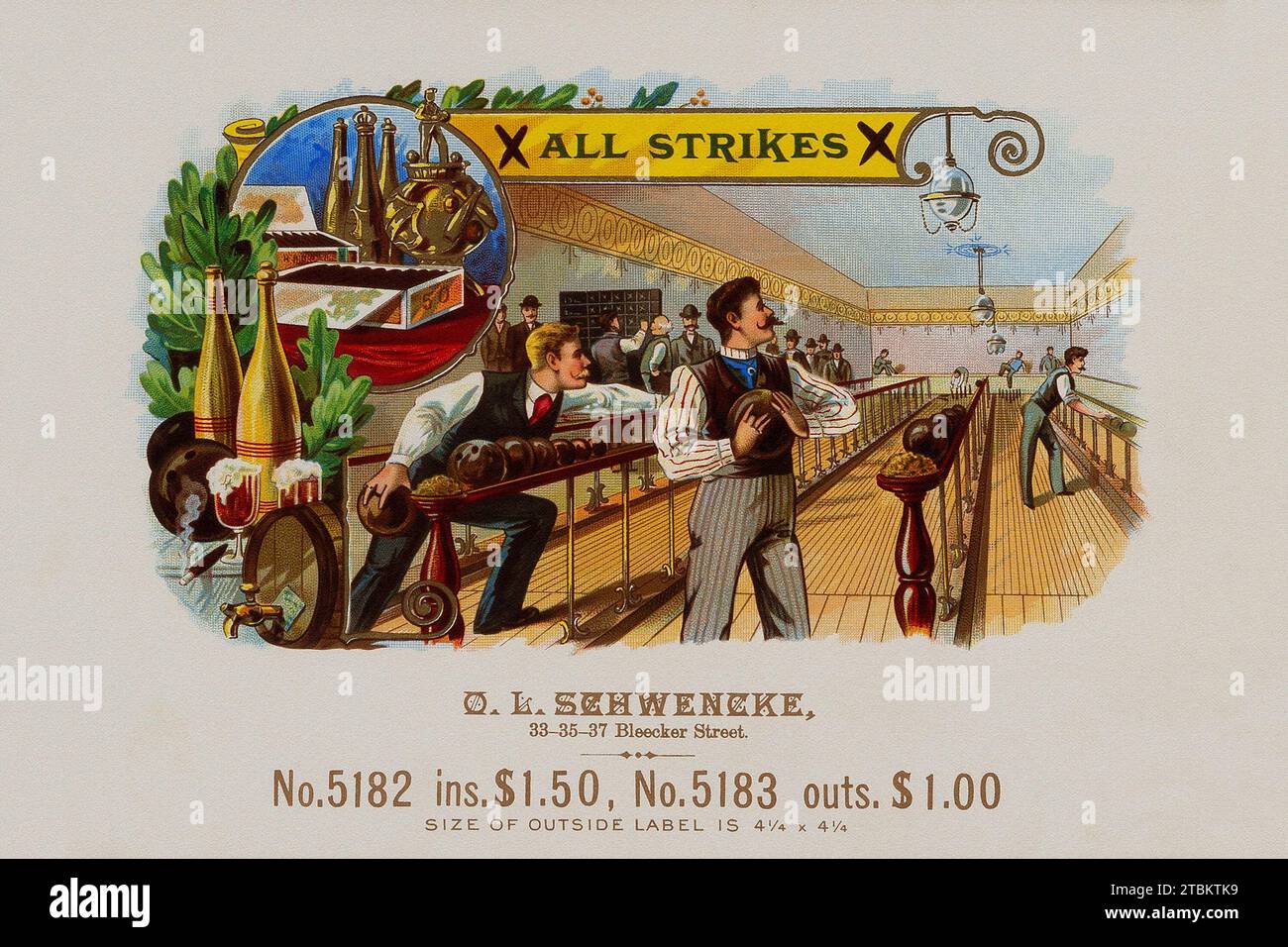 Circa 1900 All Strikes Cigar Box Inner Label. Sample label showcases ...