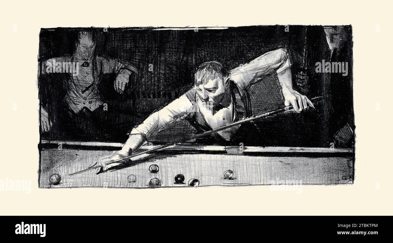 "The man holding the cue stick and the difficulty of the shot differ ...